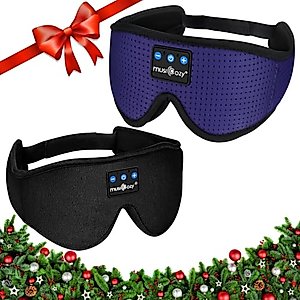 MUSICOZY Sleep Headphones Bluetooth 5.2 Headband Breathable 3D Sleeping Headphones, Wireless Eye Mask Sleep Earbuds for Side Sleepers Women Office Air Travel Cool Tech Gadgets Unique Gifts, Pack of 2
