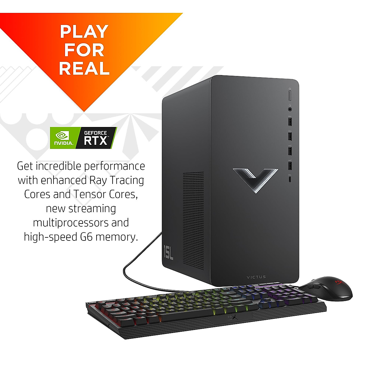 Victus 15L Gaming Desktop HyperX Bundle, 13th Generation Intel Core i7-13700F, 16 GB RAM, 512 GB SSD, NVIDIA GeForce RTX 3060 Graphics, Windows 11 Home, TG02-1030h (2023)