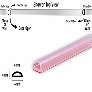 eatelle Vinyl Bulb Translucent Shower Door Seal for 1/4" (6mm) Gap with Pre-Applied 3M Tape, Adhesive Bathroom Seal Strip for 1/4" Thick Glass and UP(3/8, 1/2 Glass) 95 Inch Long