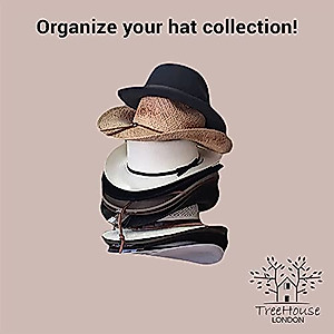TreeHouse London Cowboy Hat Rack Storage with Dust Cover - XL 6 Shelf Hanging Hat Organizer for Men and Womens Closets - Wardrobe Hanging Cowboy Cap Hat Holder for Wide Brimmed Hats