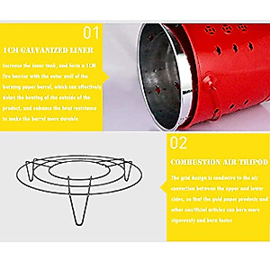 HELOU Garden Stainless Steel Burn Barrel Yard Debris Incinerator Bin, Waste Disposal Fire Bin Dustbin Rubbish Paper Leaves Wood Waste Disposal Burner,with Fire Hook/Liner/Grid