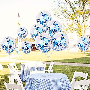 Blue Confetti Balloons 12 Inches(20-Pack), Clear Balloons with Metallic Confetti Pre-Filled, Birthday Balloon for Boys Party Supplies and Decoration, wedding, Bridal Showe and Baby Shower