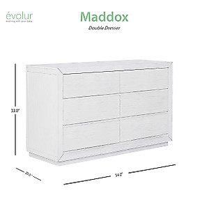 Evolur Maddox Double Dresser, Weathered White