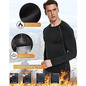 TELALEO 5 Pack Men's Thermal Compression Shirt Long Sleeve Athletic Base Layer Top Winter Cold Gear Workout Running Hunting L