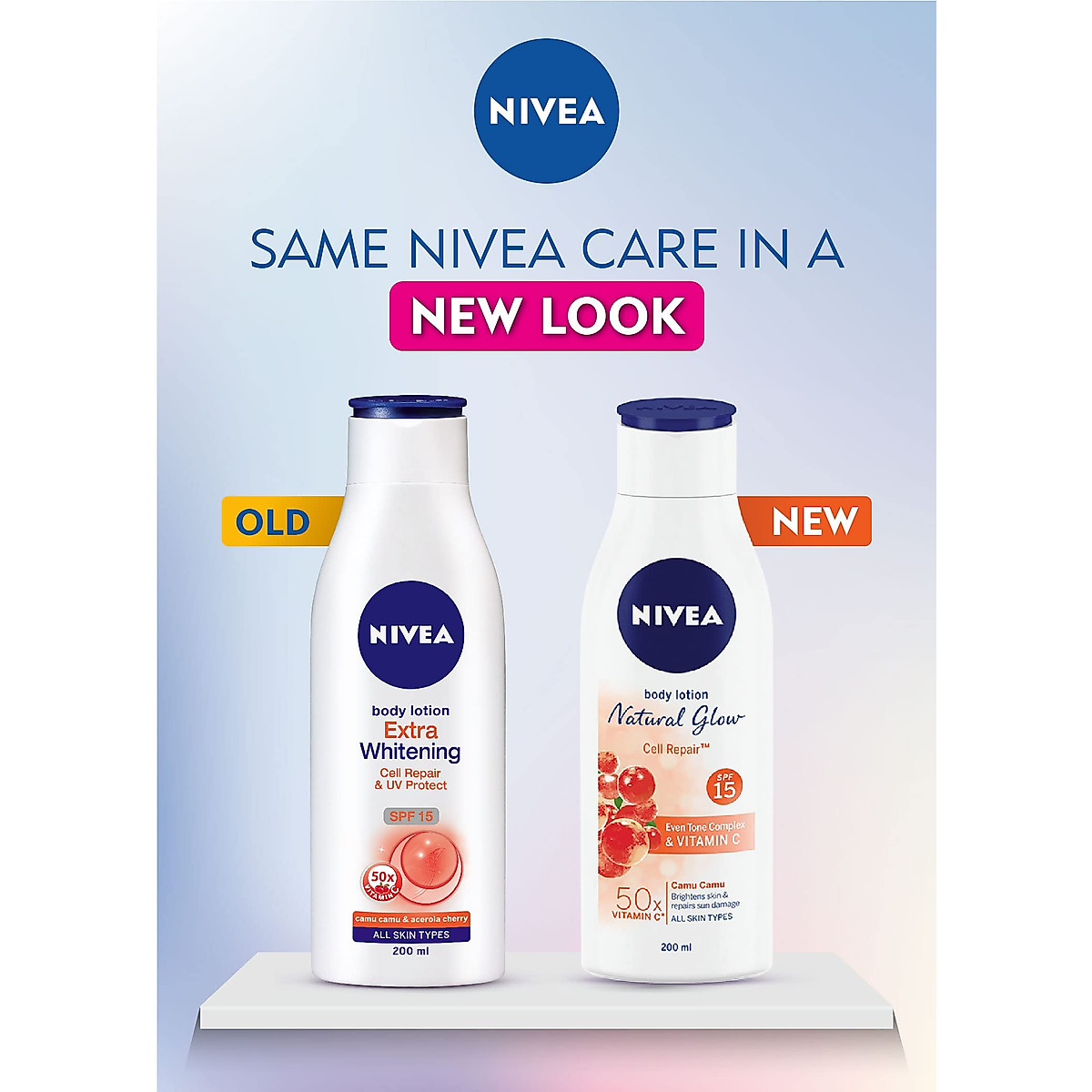 Nivea Natural Glow Cell Repair Body Lotion | With SPF 15 and 50X Vitamin C | 13.52 Fl Oz | Pack of 1