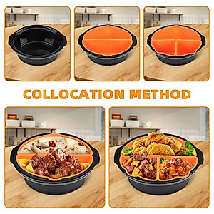 Silicone Crock pot Liner Fit 6-7 Quart Oval Slow Cooker Reusable Leakproof Easy Clean Cooking Bags Divider Dishwasher Safe (Orange)
