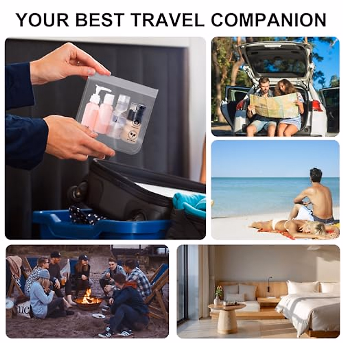 ECOHUB Clear TSA Approved Toiletry Bag 2 Pack 100% 3-1-1 Compliant Quart Size Travel Toiletry Bag TSA Liquid Bag Travel Essentials Clear Travel Bags for Toiletries for Women Men (2pcs Grey)