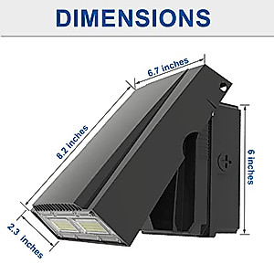 ELECALL LED Wall Pack Light 6600LM 50W 5000K Full Cut Off LED Security Outdoor Light Fixture,45°Adjustable,IP65 Waterproof,Led Wall Light for Garden House Driveway Patio Yard,150W HID Replacement,ETL