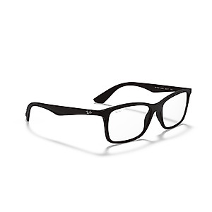 Ray-Ban RX7047 Rectangular Prescription Eyeglass Frames, Matte Black/Demo Lens, 54 mm