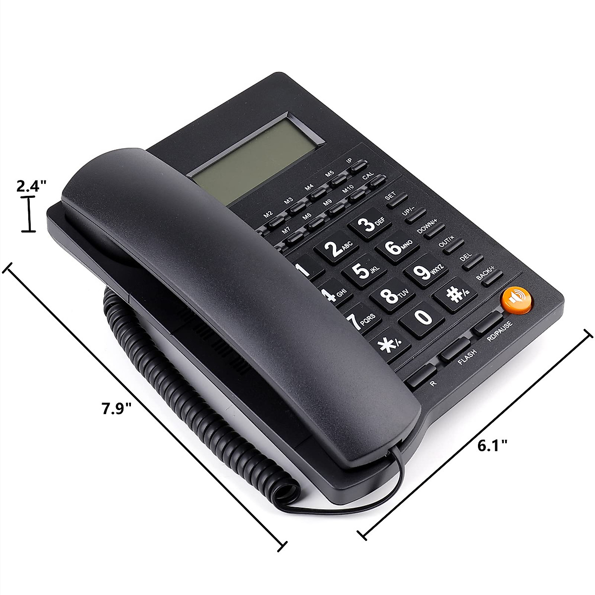 DEAYOU L019 Corded Telephone for Desk, Wired Landline Desktop House Phone with Speaker for Seniors, Caller ID Single Line Integrated Telephone with Call Blocking for Home, Office, Hotel, Black