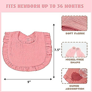 duludulu Baby Muslin Bibs, Bandana Drool Baby Bibs for Girls, Adjustable 100% Cotton Soft Baby Bibs for Drooling and Teething Organic Solid Colors Lap-Shoulder Bibs