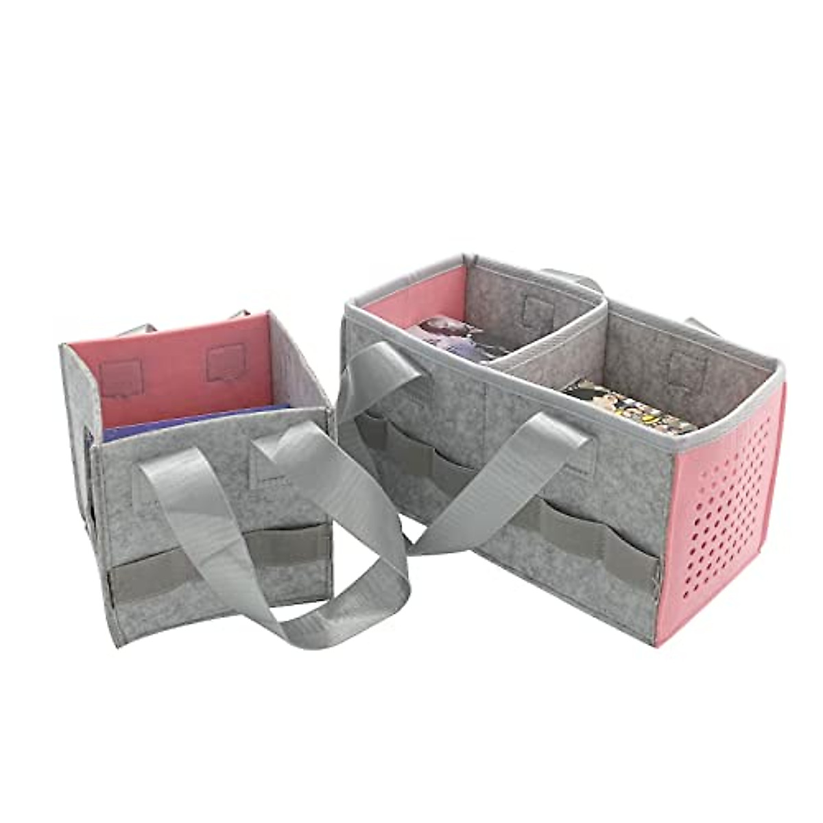 NA Portable Carrying Bag for Toniebox Starter Set and Tonies Figurines，Felt Cloth Carrying Case for Educational Musical Toy，Bag Organizer Fits for Toniebox Starter Setand More Accessories (Pink)