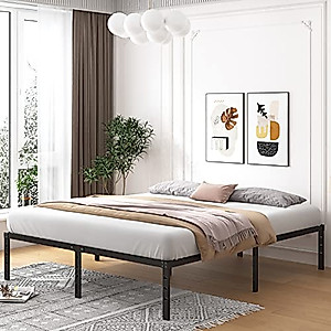 ALDRICH 18 Inch Metal Full Size Bed Frame - Black Basic Anti Squeak Steel Slats Platform, Easy Assembly Heavy Duty Noise Free Bedframes, No Box Spring Needed