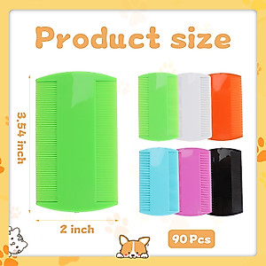 BUWUSMU 90 Pcs Double Side Tooth Pet Flea Comb Bulk for Cats Dogs Lice and Tick Comb for Small Cats Dogs Kitten Indoor(6 COLORS)