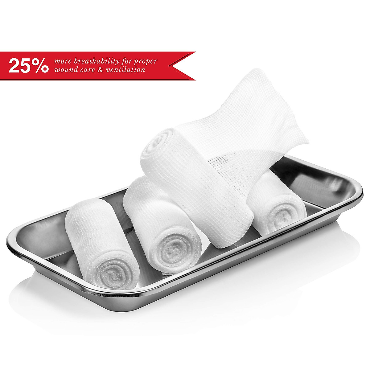 Swiss Safe Long Elastic Stretch Gauze Rolls, 4 Inch x 8 Yards, (6 Pack)