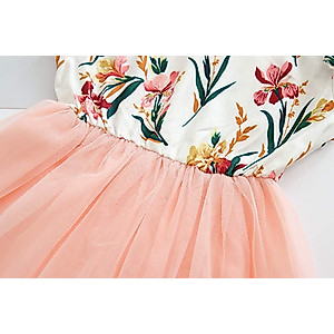 Toddler Baby Girls Tutu Dress Ruffle Sleeveless Floral Princess Dress Summer Clothes Outfits (Pink-Daffodil, 3-4T)