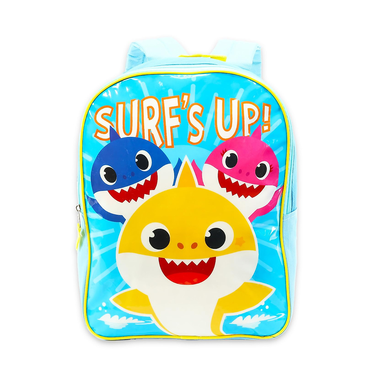 Fast Forward Baby Shark Backpack for Toddlers, Kids - Baby Shark School Supplies Bundle with 15” Baby Shark School Bag Plus Stickers, Water Bottle, Backpack Clip, and More (Baby Shark Travel Bag)