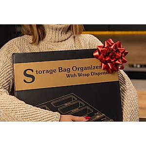 Tidy Hero - Ziplock Bag Organizer with Foil and Wrap Dispenser - 6 IN 1 Luxury Bamboo Plastic Bag Organizers with Cutter for Kitchen Drawers, Kitchen Organization Gadgets for Home, Gift, Black