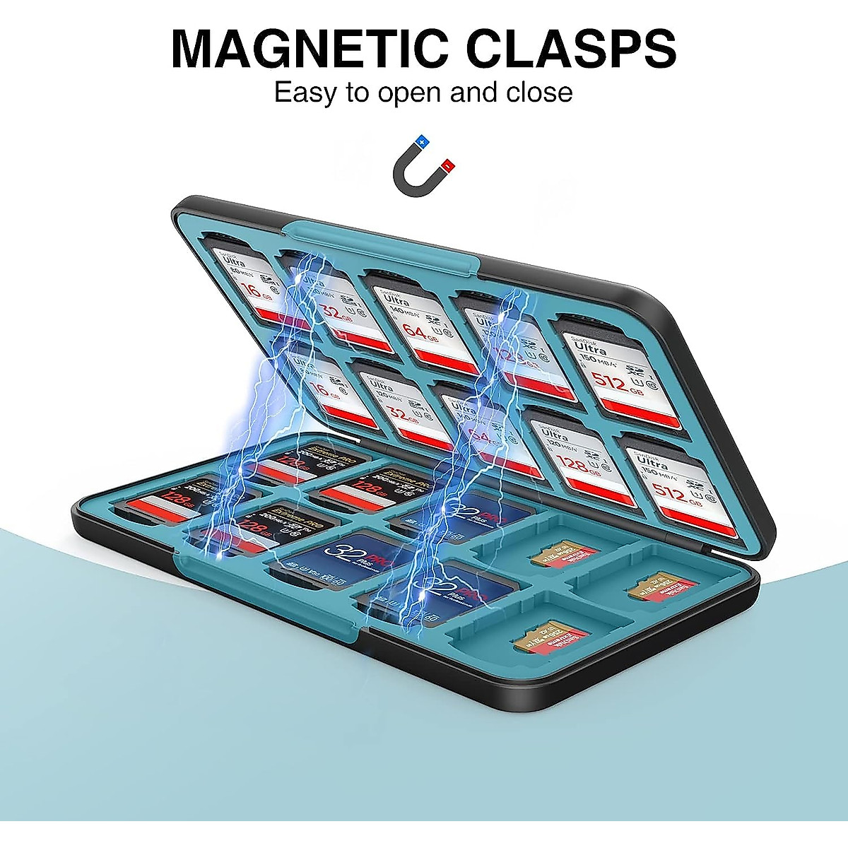 HEIYING Memory Card Case for SD Card and TF Card, Portable SD Card Holder SD SDHC SDXC TF Card Storage with 20 SD Card Slots & 20 Micro SD Card Slots