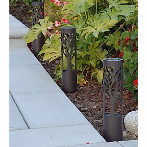 Upromax Outdoor Removable Solar Bollard Landscape Path Lights for The Garden, Patio, Walkway, Yard, and Backyard w/ 6 Solar Lights Set, LED, Waterproof, Easy Assembly. Black.