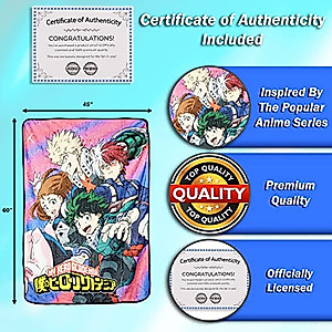 JUST FUNKY My Hero Academia Blanket Class 1-A Fleece | 45 x 60 inches Blanket Featuring Izuku Midoriya Shoto Todoroki Ochako Uraraka Katsuki Bakugo | Official Licensed