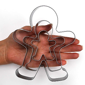 Gingerbread Man Cookie Cutter Set (Gingerbread Man 3 Piece), Premium Food-Grade Stainless Steel, Dishwasher Safe