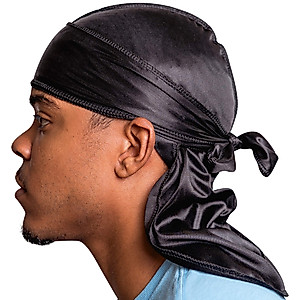 Veeta Superior Silk Durag - Smooth Silk Durag for Men & Women, Long Double Wide Straps, Outside Seam Triple Stitch Du Rag