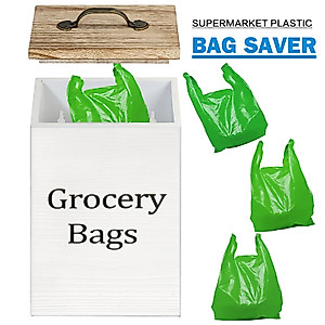 Wall Mount Grocery Plastic Bag Holder and Dispenser for Plastic Bags, Grocery Bag Dispenser with Lid, Plastic Bag Holder for Grocery Bags, Plastic Bag Organizer for Kitchen and Laundry Room