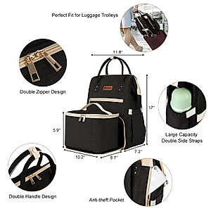 SIMBOOM Lunch Backpack for Women, Nurse Work Backpack for Men with Insulated Cooler Lunch Box, 17 Inch Laptop Backpack with USB Port (Black)