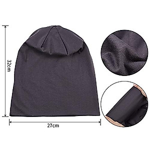 Outus 6 Pieces Thin Knit Slouchy Beanies Cap Cotton Chemo Sleep Cap Dwarf Hat for Women Men