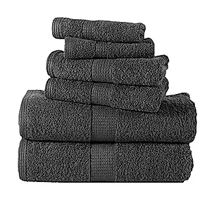 LANE LINEN Grey Bath Towels for Bathroom Set - 100% Cotton 6 Pc Towels Set, Absorbent Bathroom Towel Set, 2 Bath Towels, 2 Hand Towels, 2 Wash Cloths for Your Body and face-Grey Bath Towels Set