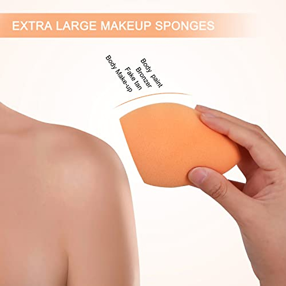 XL EXTRA LARGE Make Up Beauty Sponges Blender-Product contains: 1x Small(8cm) 1xExtra Large(11cm) and 2 Sponge Holder-for Face Body, Blush Cream, Liquid Foundation Powder Application, Ivory