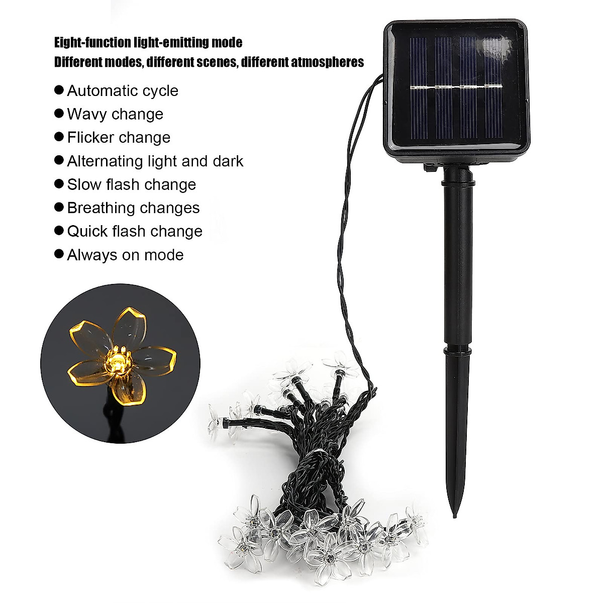 Snufeve String Lamp, Solar Fairy Lights Solar String Lights Tree Light Flowers Lights for Home Courtyard, Garden, Yard, Lawn, Terrace