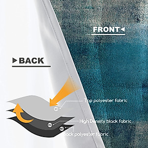 Shrahala Turquoise Teal Gray Kitchen Valances, Abstract Art Painting Modern Grey Hand Painted Half Window Curtain Window Treatment Multilayer Polyester Blackout for Living Room Bathroom 52 x 18 in