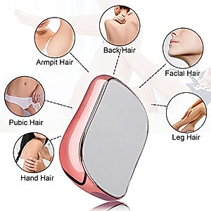 Crystal Hair Eraser for Women and Men, Crystal Hair Remover Painless Exfoliation, Magic Hair Eraser for Back Arms Leg, Portable mild Hair Remover, Reusable & Washable(Pink)