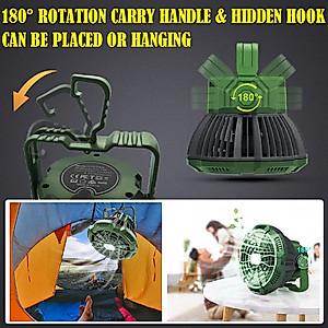 ayamaya Cmping Fan + 4 Person Pop Up Tent, Waterproof Tent & Rechargeable Tent Fan with LEDs Remote Control for Camping