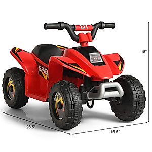 Costzon Kids ATV, 6V Battery Powered Electric Quad, Forward/Reverse Switch, Rear Wheeler Motorized Ride On Mini Vehicle Car for Toddlers Boys Girls, Ride on ATV (Red)