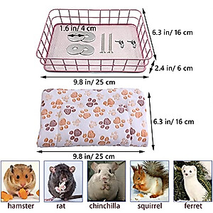 JSLZF Rat Cage Platform Accessories Hanging Rat Ledge Metal Ferret Hammock Squirrel Cage Bed Small Animal Habitat for Hamster, Sugar Glider, Rat- Pink
