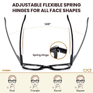 Gaoye 6 pack Oversized Reading Glasses for Women Stylish Blue Light Blocking Anti Eyestrain Computer Readers Spring Hinge w/Case (G1 6-pack Mix, 1.50)