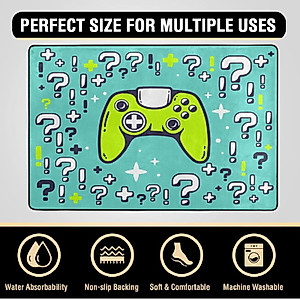 Gamepad Joystick Area Rug 4x6 Questions Exclamation Non Slip Large Rugs for Living Room Bedroom Absorbent Washable Carpet with Rubber Backing Indoor Outdoor for Dorm Backyard Patio