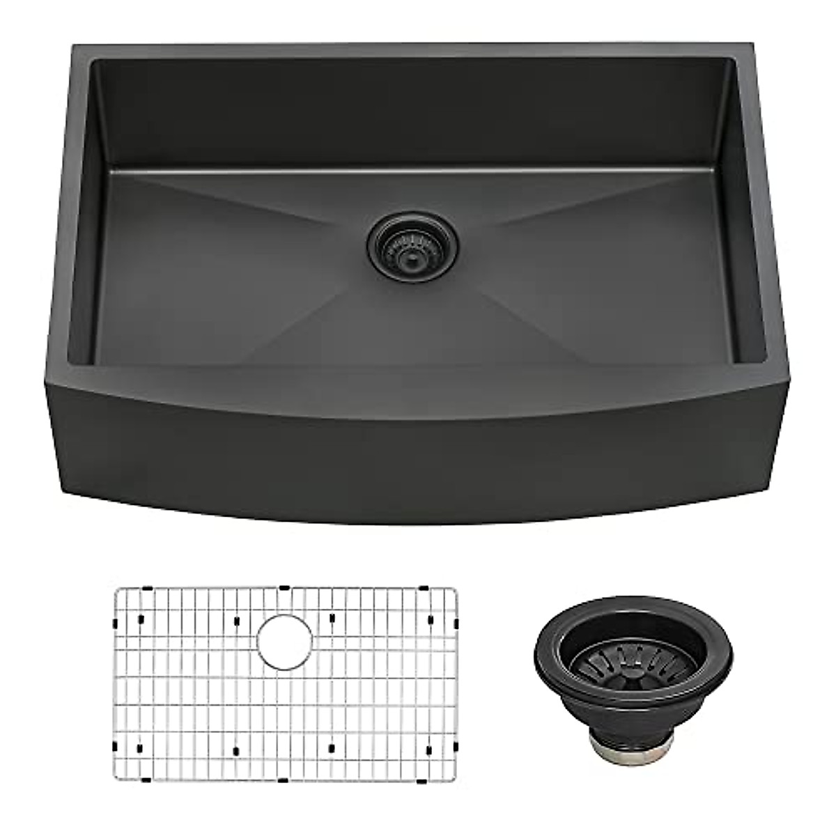 Ruvati Gunmetal Black Matte Stainless Steel 33-inch Apron-Front Farmhouse Kitchen Sink - Single Bowl - RVH9733BL