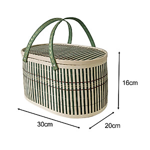 Handcrafted Bamboo Storage Basket with Cover for Organizing and Gifting, Solid Lid