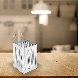 Eioflia Cutlery Draining Basket Stainless Steel Chopstick Sink Holder Spoon Storage Case Drain Chopstick Holder Sink Caddy Holder