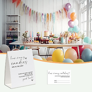Minimalist Guess How Many Candies Game (1 Standing Sign + 50 Guess Cards),Candy Guessing Game, Baby Shower Game, Minimalist Bridal Shower Game, Baby Shower Ideas-GHMC10