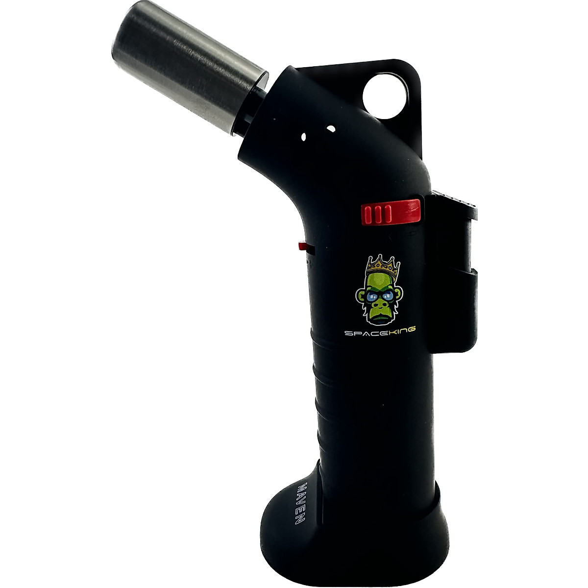 Space King powerful single jet angled flame torch lighter - Smooth Finish - Premium Quality - Adjustable Flame & Lock Function - Perfect for Kitchen, BBQ, Outdoors, Travel, Garage, and more (Black)
