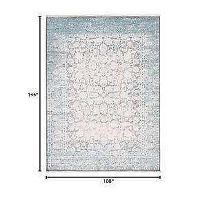 Unique Loom Traditional Classic Intricate Design with Distressed Vintage Detail, Area Rug (9' 0 x 12' 0 Rectangular, Blue/ Gray)