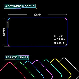 Personalized RGB LED Extended Gaming Mouse Pad Make Your Own Customized Large Gaming Mousepad Custom Keyboard Mouse Mat for Office Dorm Personalised Gifts Presents for Gaming Lovers, 31.5x11.8in