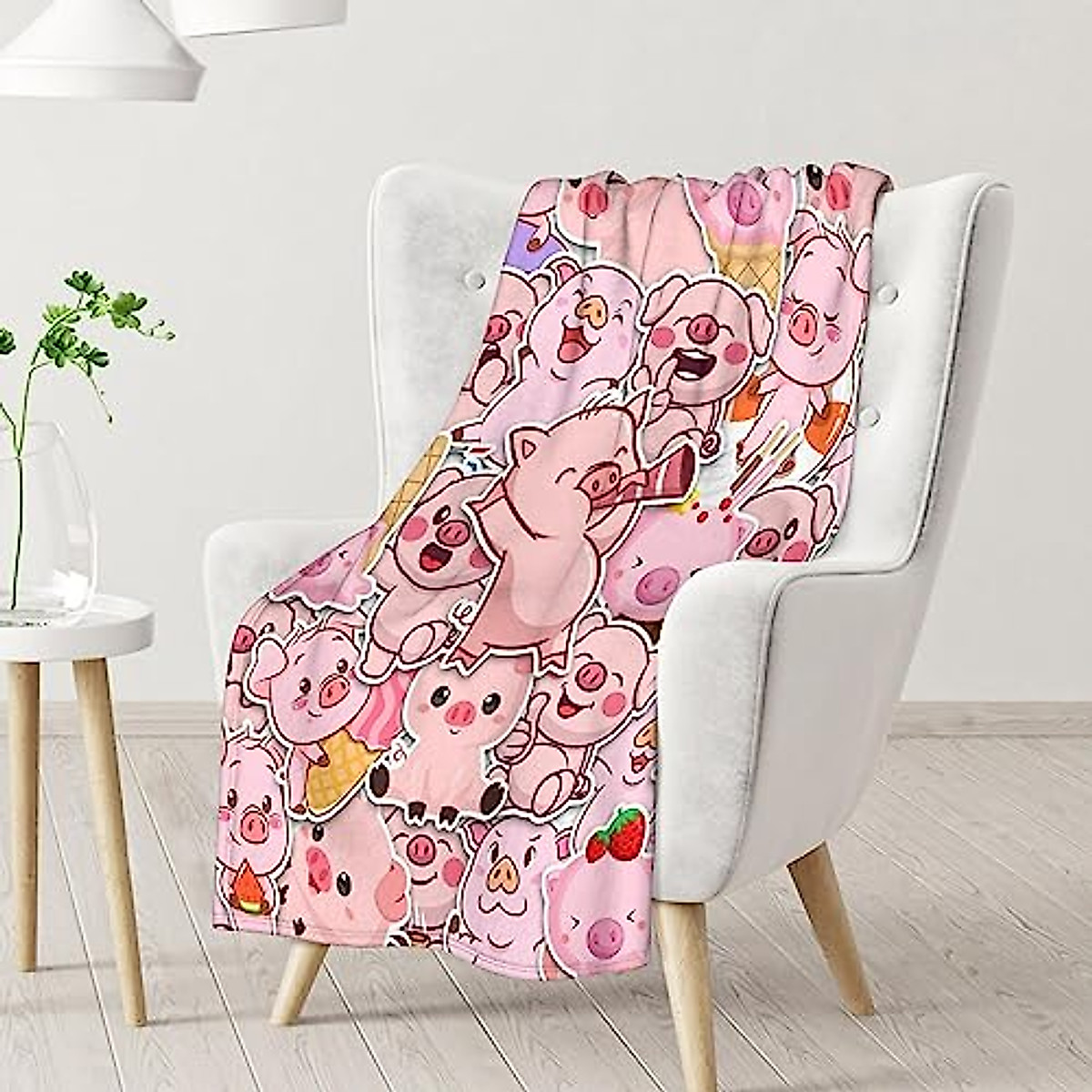 Pig Blanket Gifts - 50x60 Inches Cute Throw Blanket for Women & Girls - Pink Soft Fuzzy Plush Blankets for Bed, Couch, Sofa