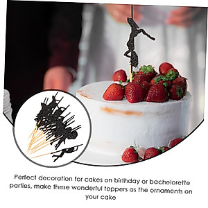 OFFSCH 24pcs Cake Insert Wedding Cupcake Picks Birthday Party Supplies Pole Dancers Lady Bachelor Cake Picks Birthday Toppers for Cakes Sports Theme Stripper Bamboo Girl Bridegroom