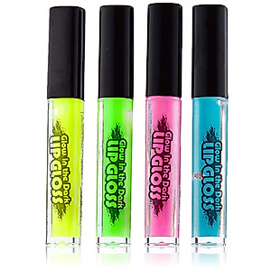 The Dreidel Company Glow in The Dark Lip Gloss, 4 Assorted Color Sticks, 4.25" Inches